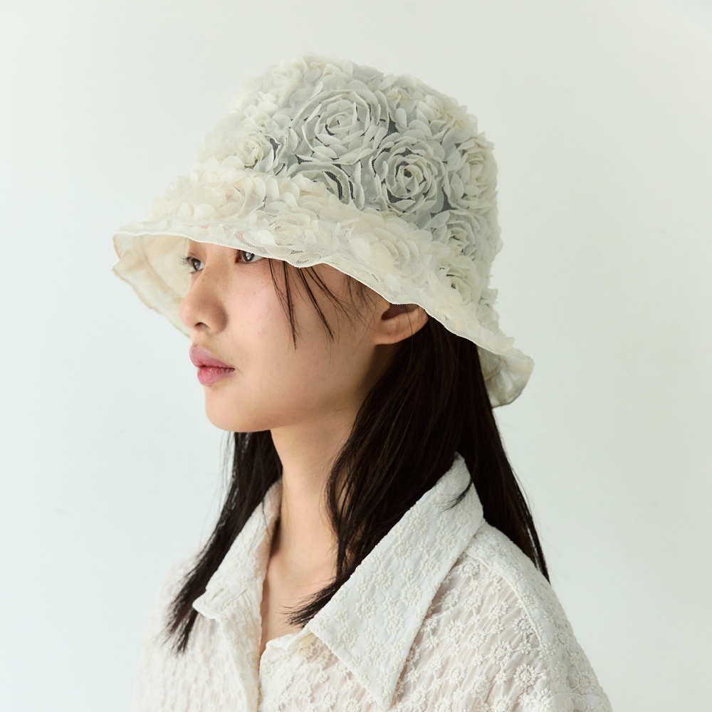 시엔느 Gypsy Rose Bucket Hat (Cream) - 위시버킷