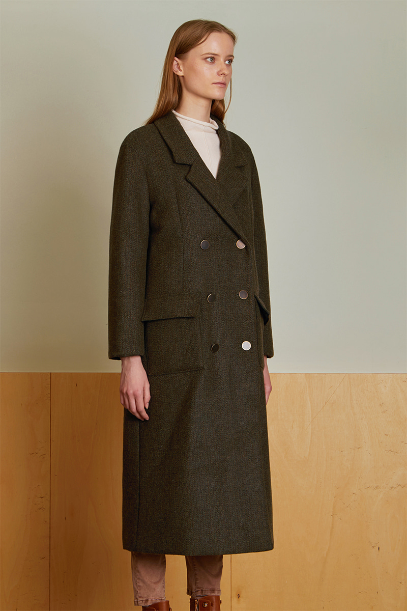 리이 (LRENE) DOUBLE BREASTED REEFER WOOL COAT_KH - 위시버킷