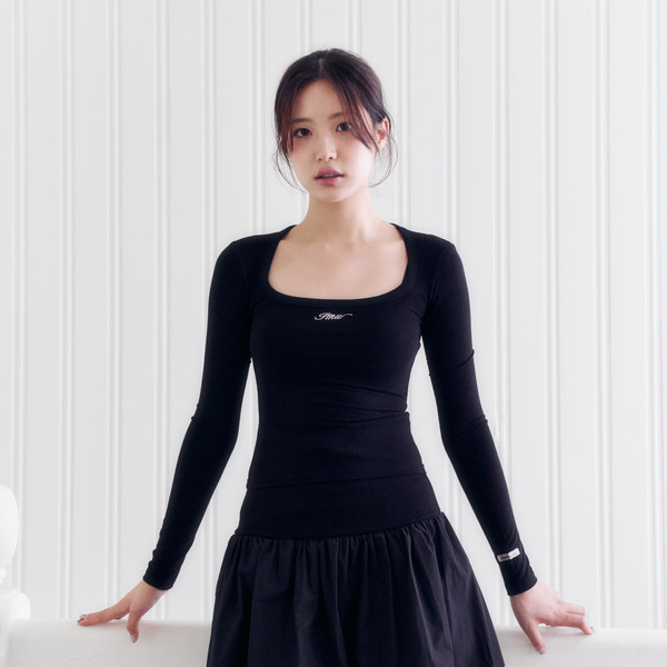 이너뮤지엄 Deep Square Neck Top (BLACK) - 위시버킷