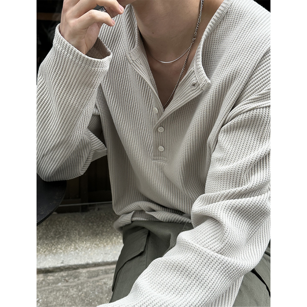 로랑051 [S/S] Waffle henry neck long sleeves(3color) - 위시버킷