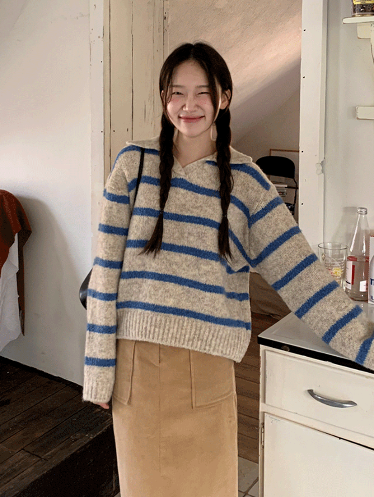 어리틀빗 venico stripe knit (4color) - 위시버킷