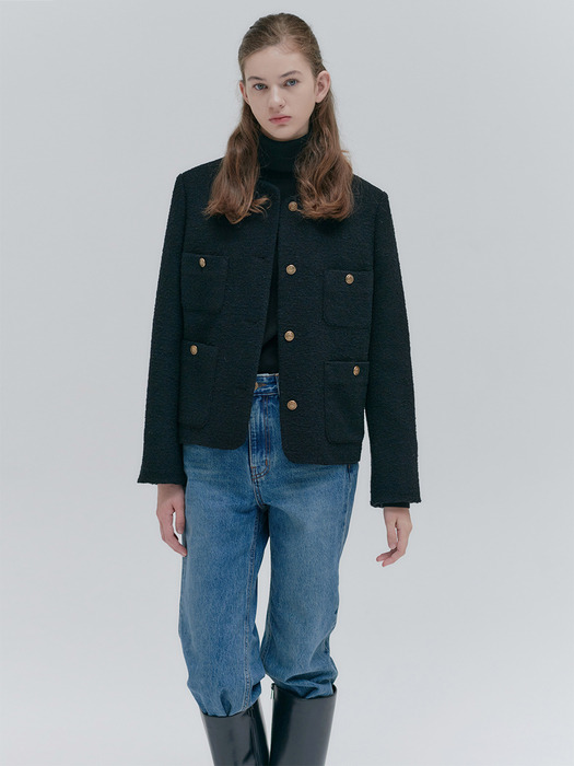 닐바이피 23FN tweed crop jacket [BK] - 위시버킷