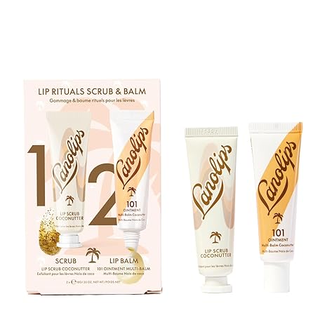 라노립스 Lanolips Coconutter Lip Scrub & Lip Balm - Lip Rituals Lip Care Kit Infused with Pure ...