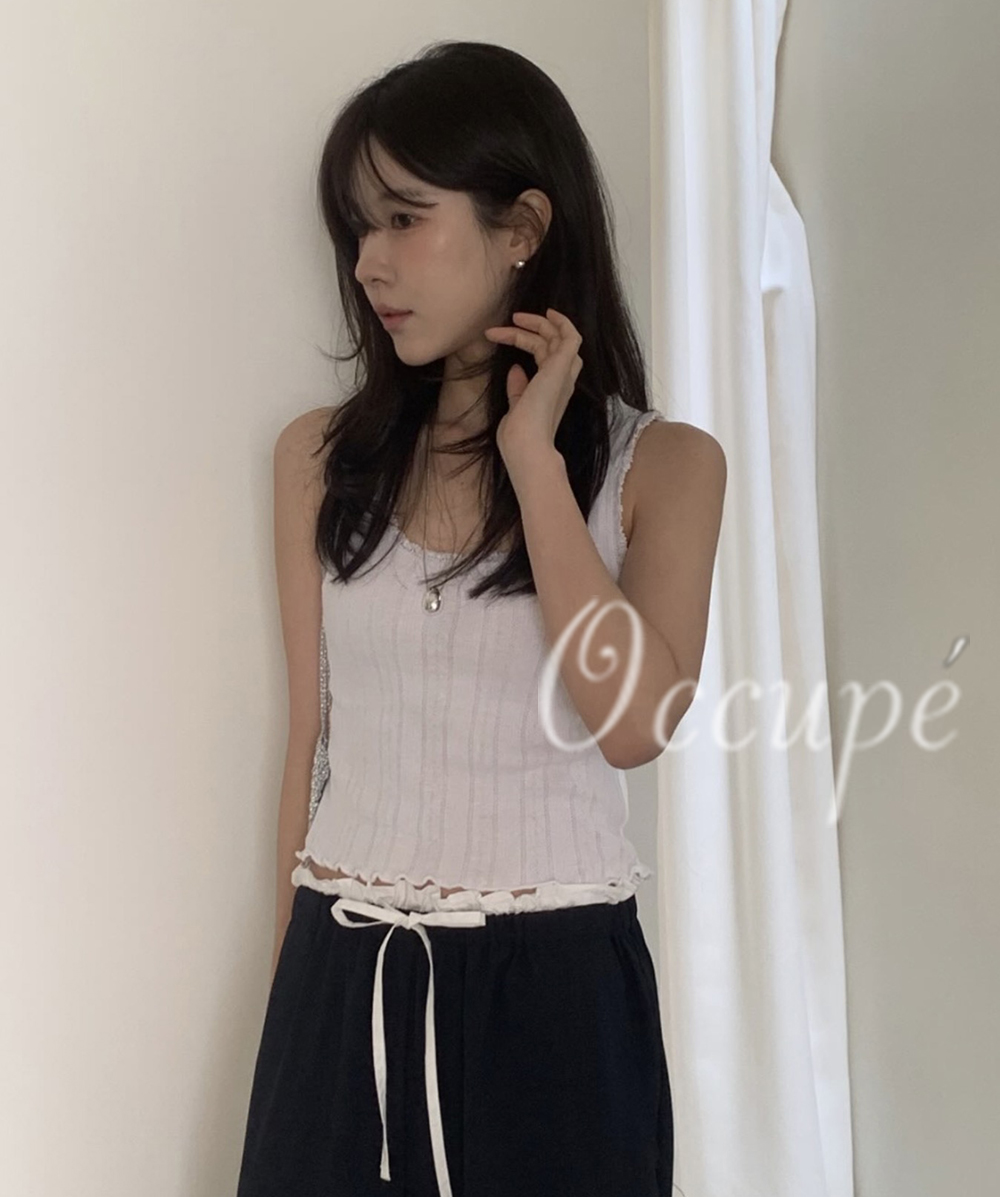 오큐페 오큐페 [당일발송]미엘 에토 나시 티셔츠 (3col) miel 데일리 나시티 가디건세트가능 - 위시버킷