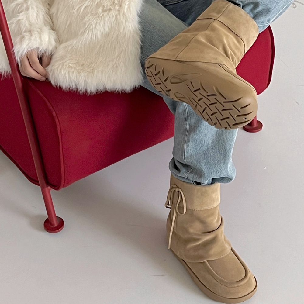 바이아덜스 (Leather)Fluffy shearing boots - 위시버킷