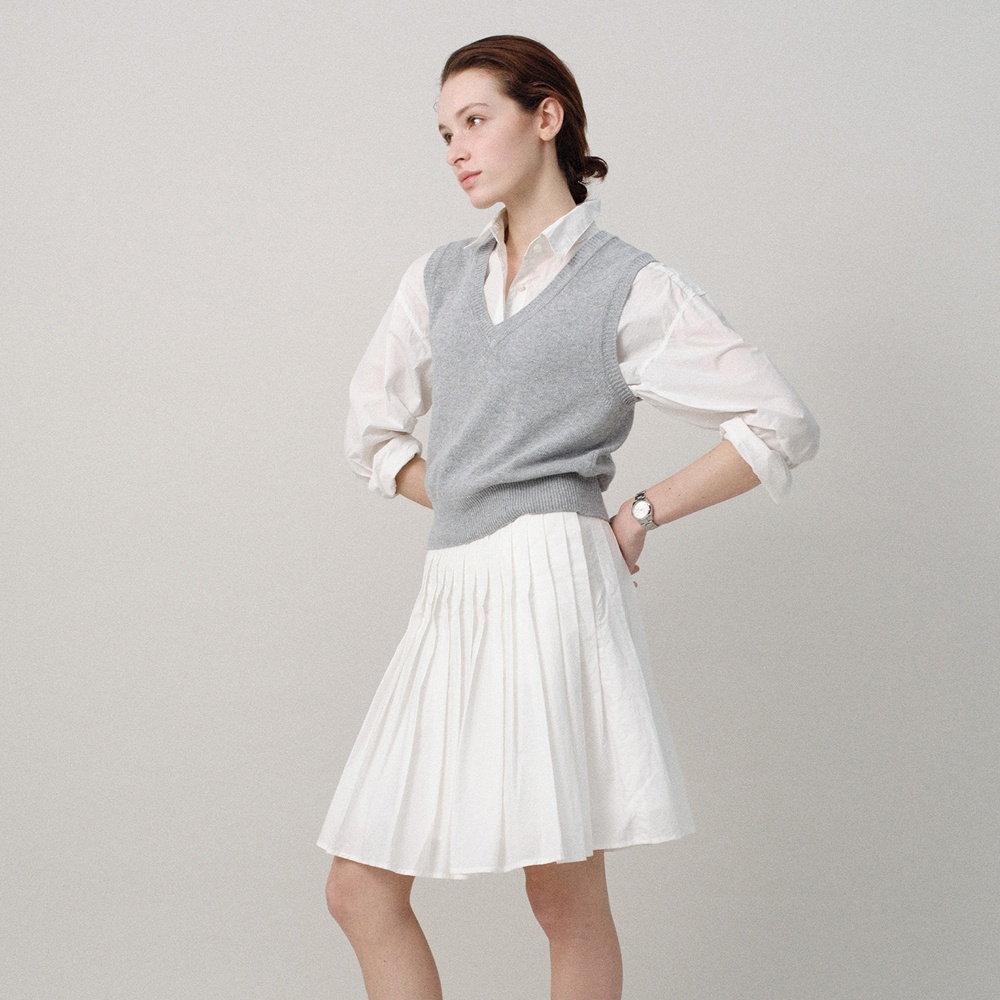 낫띵리튼 Sai cotton pleated skirt (White) - 위시버킷