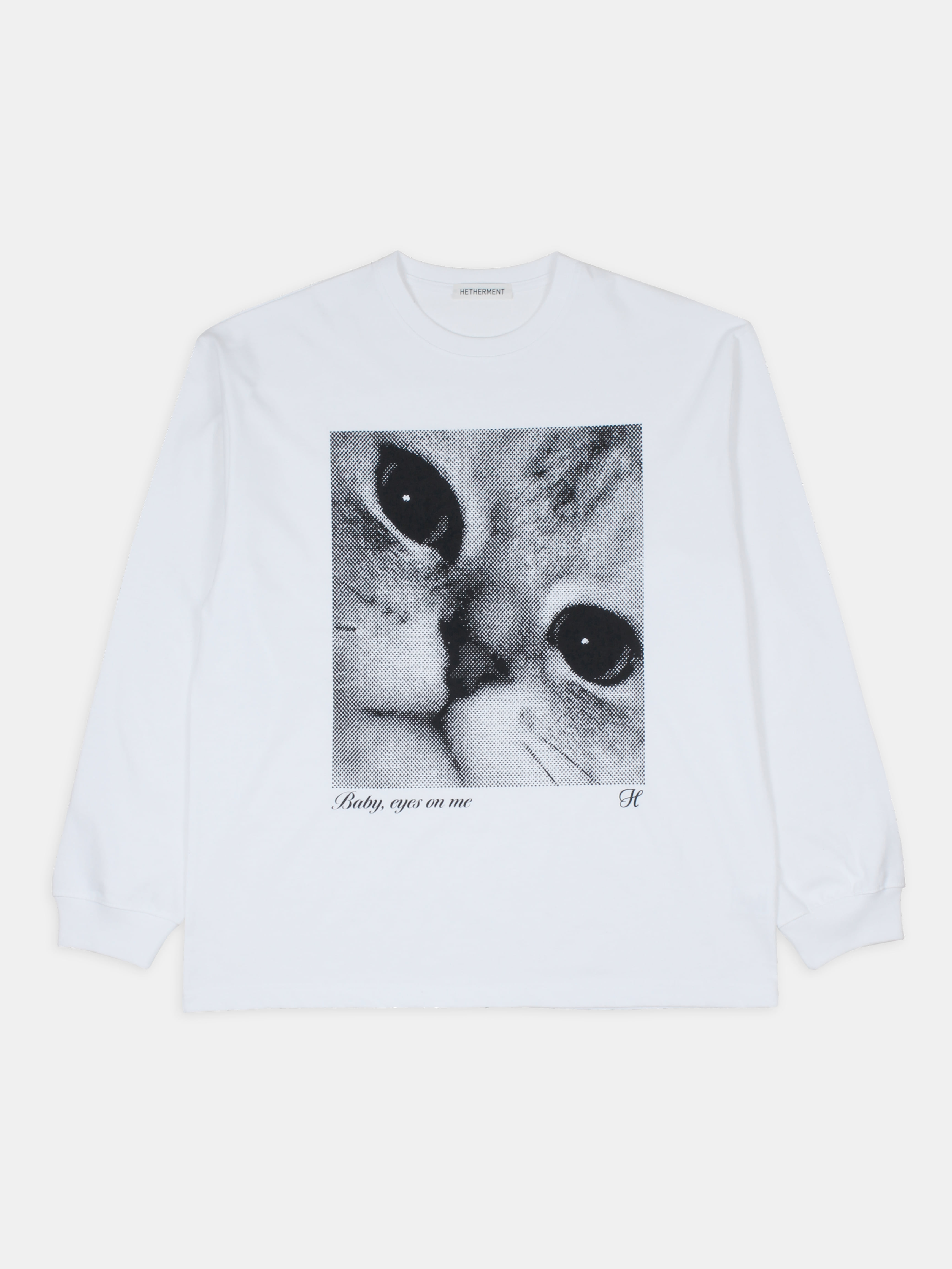 헤더먼트 peeky cat t-shirts (white) - 위시버킷