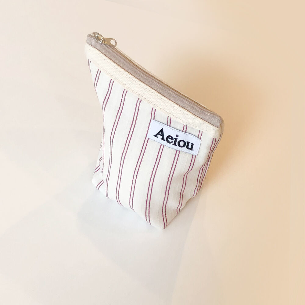 아에이오우 Aeiou Basic Pouch (M size) Cotton Red Line - 위시버킷