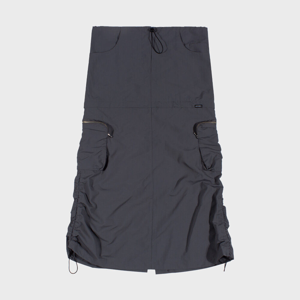 어나더에이 CARGO STRING ZIP-UP SKIRT [Dark Gray] - 위시버킷