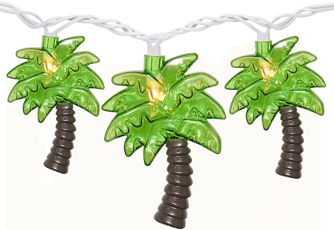 Oviejo Palm Tree String Lights 8.5Ft Patio String Lights with 10 Palm ...
