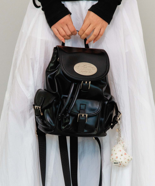 라츠유 Nostalgia chubby Backpack Leather Black - 위시버킷
