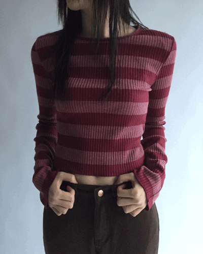 DUGGY [MD추천]단가라 골지 롱 슬리브t (5color) - 위시버킷