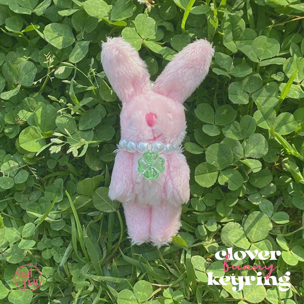 파르파 [palpar]핑크 클로버 버니 키링 토끼인형 미니 비즈 키링 열쇠고리 귀여운 악세사리 - 위시버킷