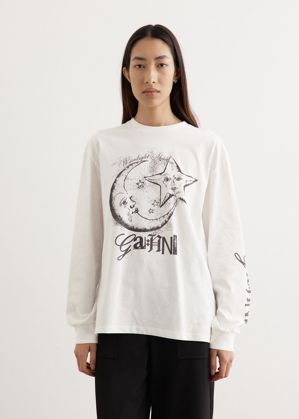 가니 Future Heavy Jersey Moon Long Sleeve T-Shirt - Egret 135 / XS - 위시버킷