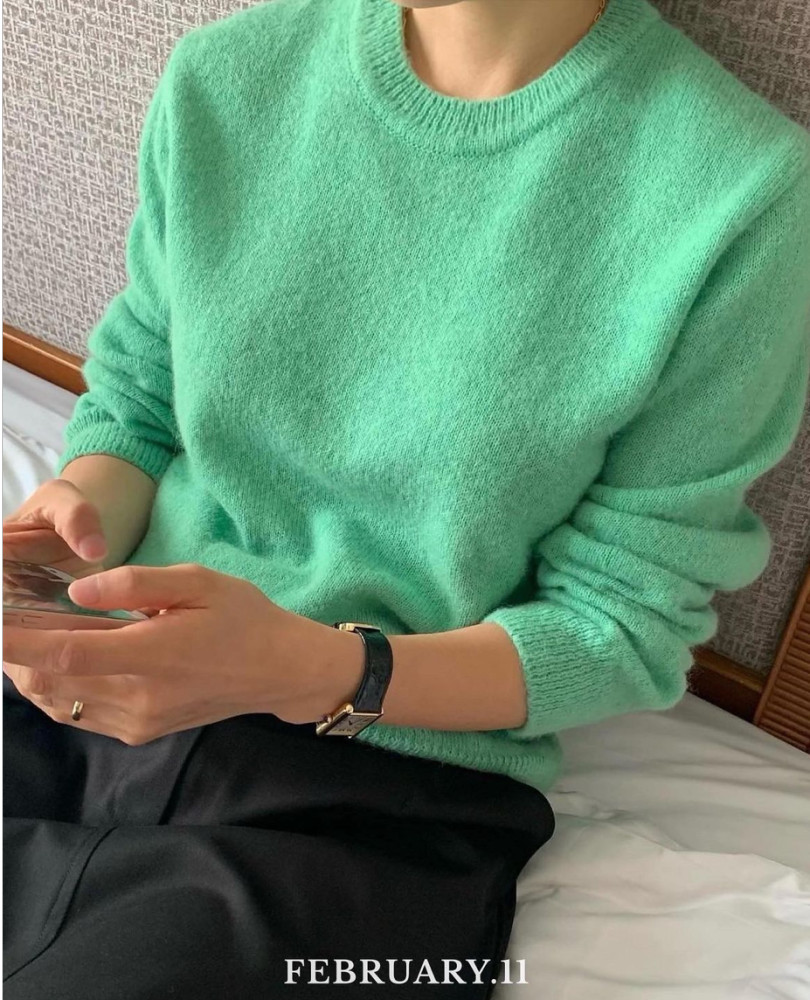페브러리11 [그린당일] feb11 페브러리11 제인 알파카 라운드 니트 (3col) - 위시버킷