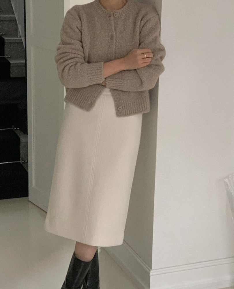 모니크 monique 모니크 부클 미디 스커트 (2col) - 위시버킷