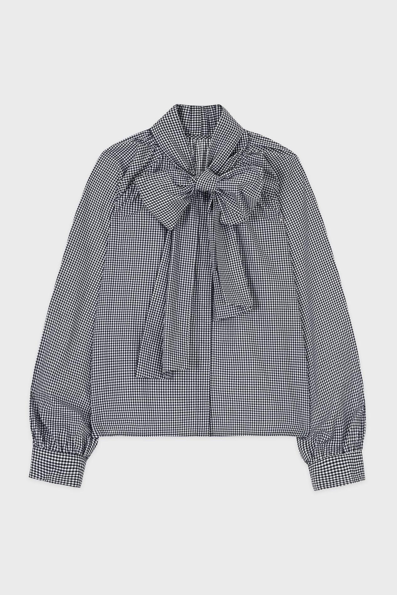 시눈 Big Ribbon Tie Blouse (Navy) - 위시버킷