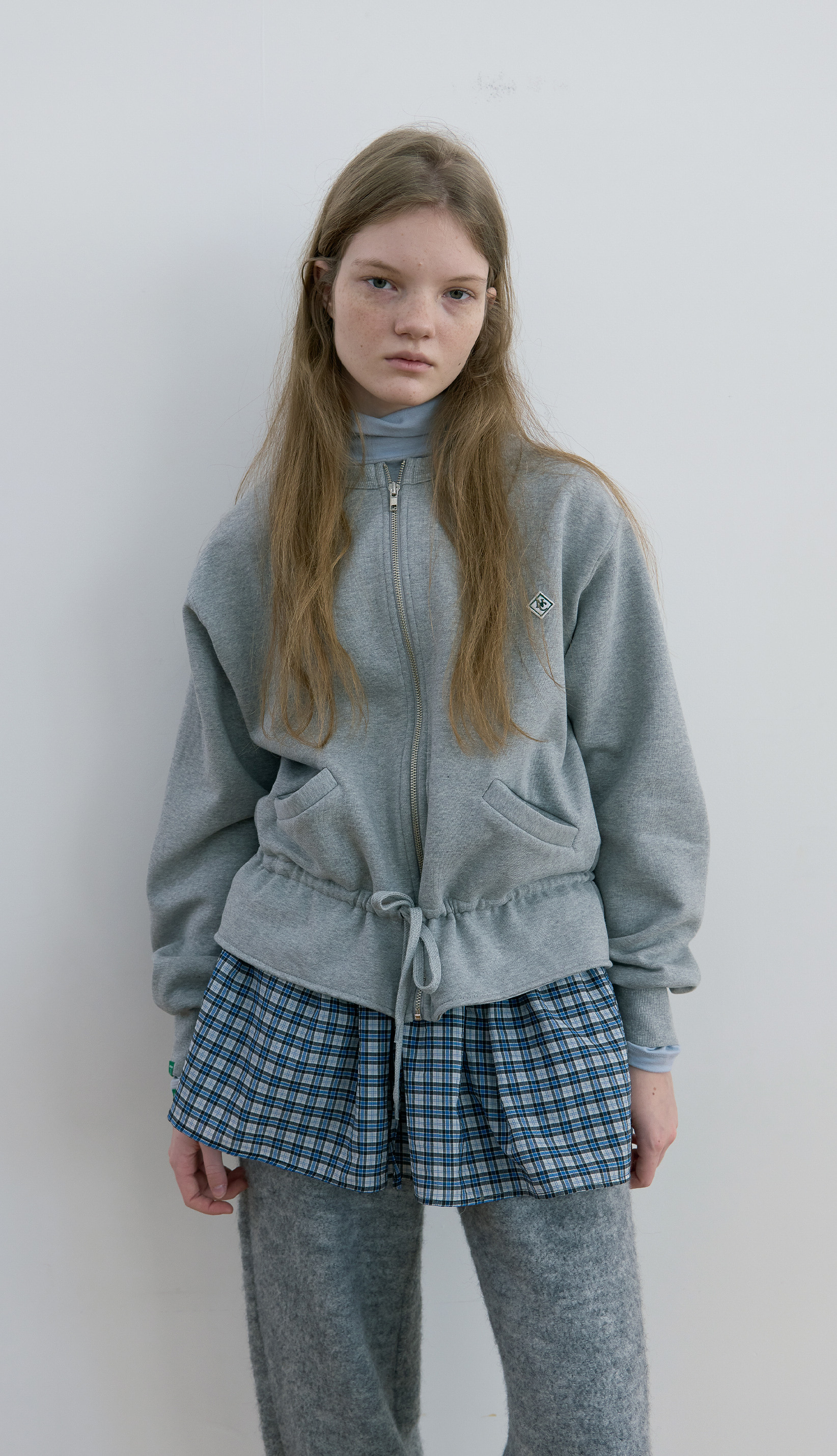 노컨텐츠 134. Sweat string zip-up _ Melange grey - 위시버킷