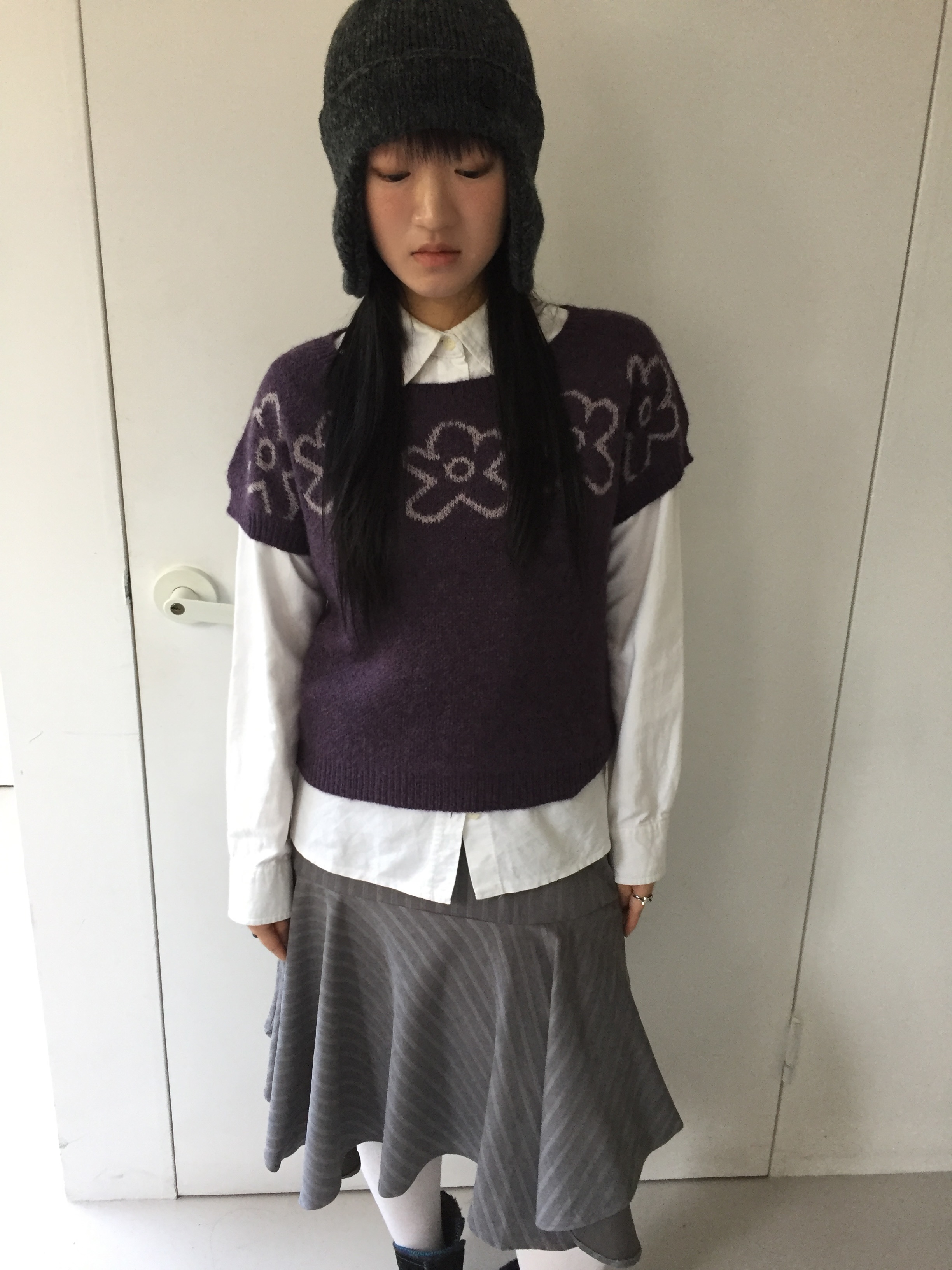 우온 flower wool half top (2c) - 위시버킷