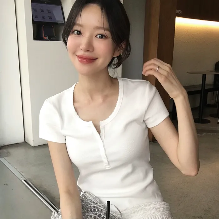 리엘 Sarah half t-shirt (ivory) - 위시버킷