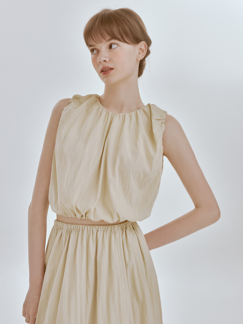 리엘 Nod string blouse (olive) - 위시버킷