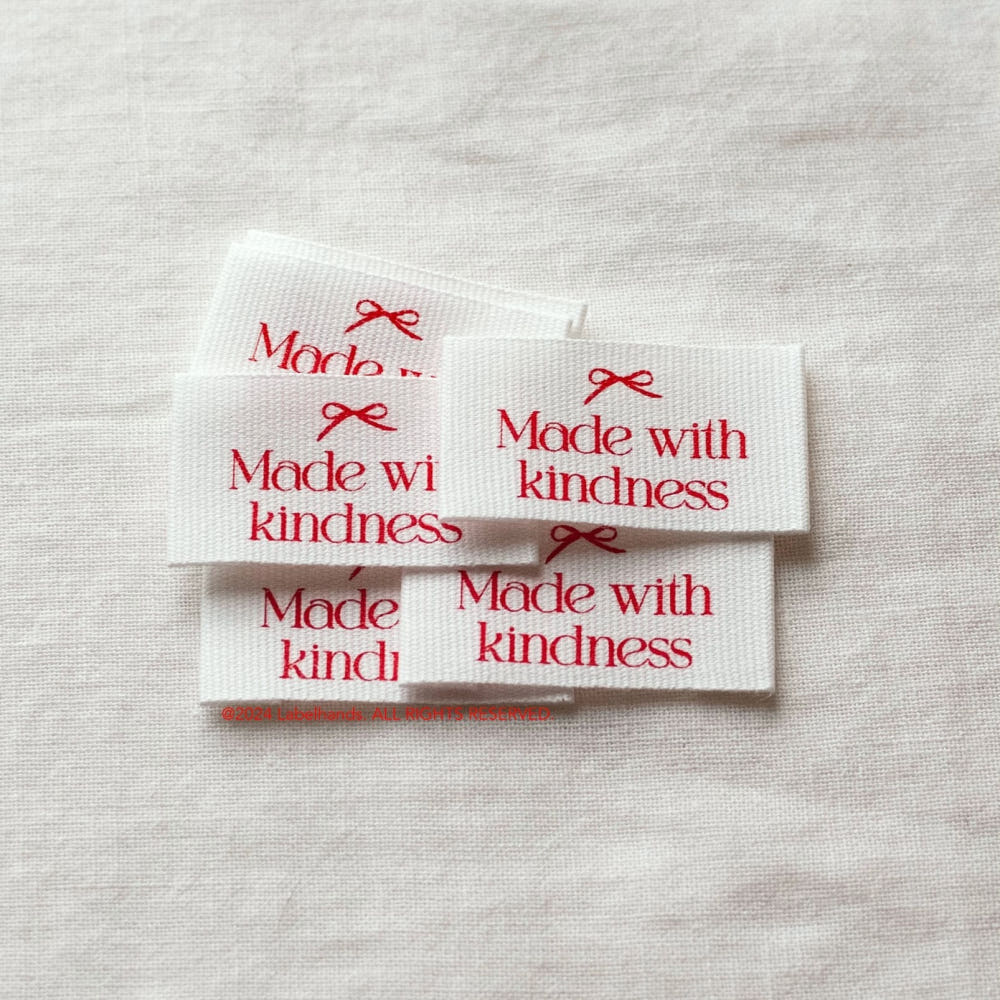 피에스파피에스 [1SET2개] 상냥하게 만든 면 라벨 Made with kindness cotton label 핸드메이드라벨 ...