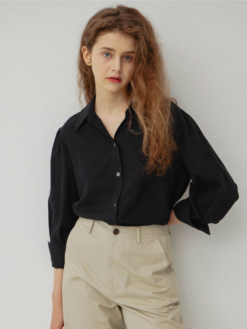 르세지엠 BLACK CLASSIC SUMMER OPEN COLLAR SHIRT - 위시버킷