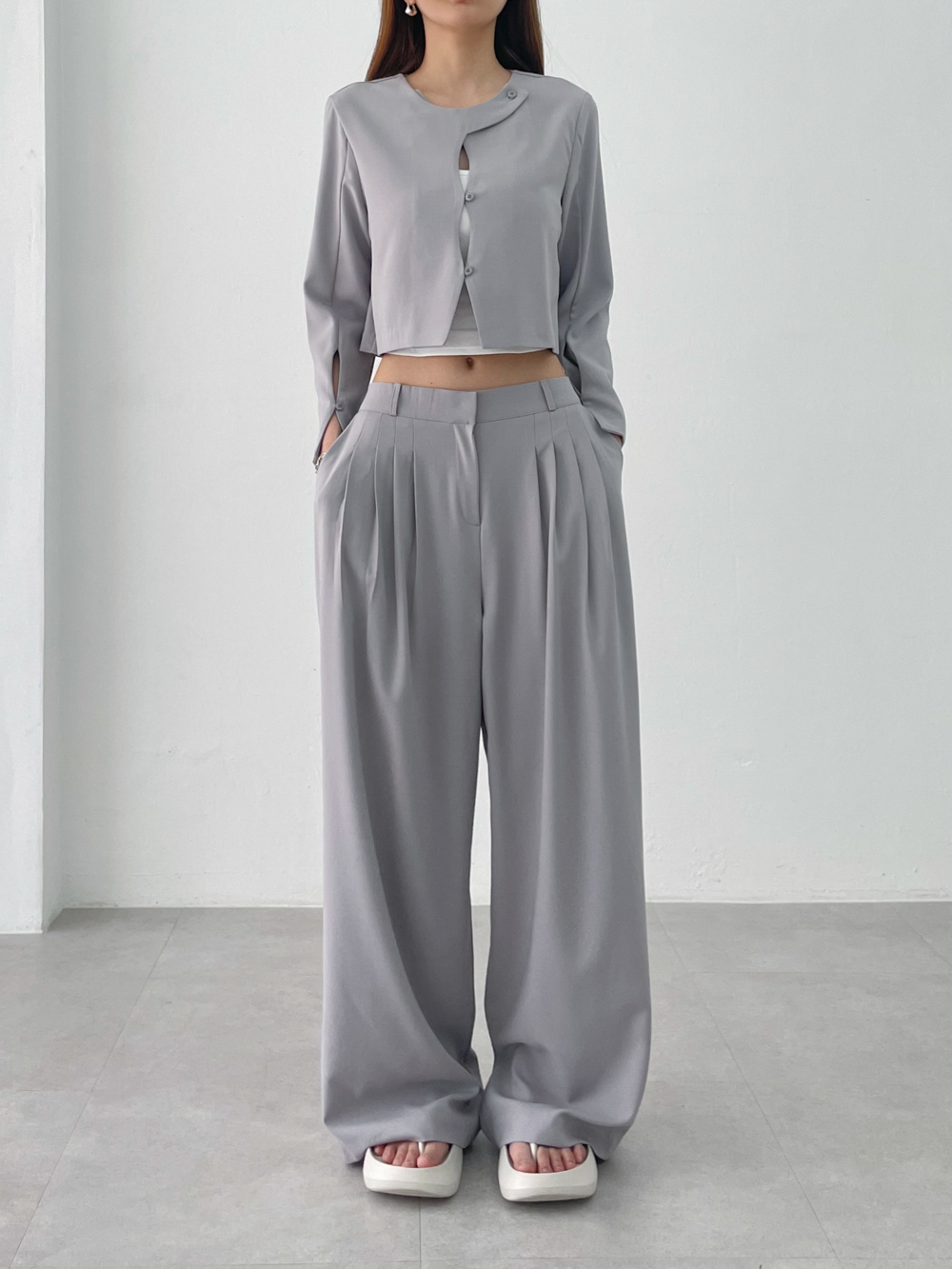 으나카이브 june wide pintuck slacks (3color) - 위시버킷