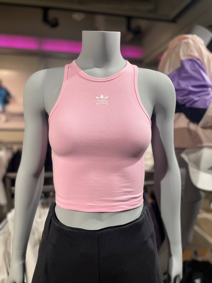 아디다스 [아디다스]여성 크롭 티셔츠 아디컬러 에센셜 립 탱크탑 IB9108 - 위시버킷