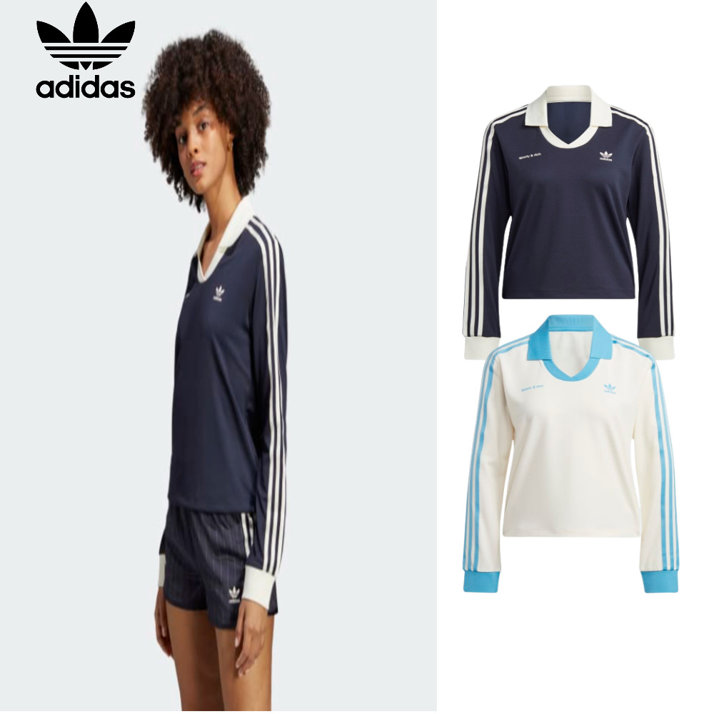 아디다스 아디다스 스포티앤리치 긴팔 풋볼 저지 티셔츠 레전드잉크,크림화이트IN5248, IN5249 - 위시버킷