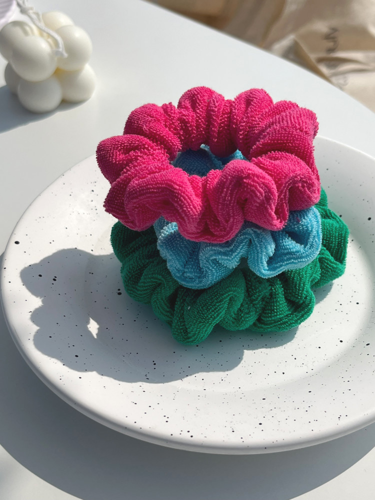 왓두유팬시 [WDYF] (뉴컬러 추가!) 베이비 스크런치 핸드메이드 타올 헤어 곱창 밴드 머리 끈 - 위시버킷