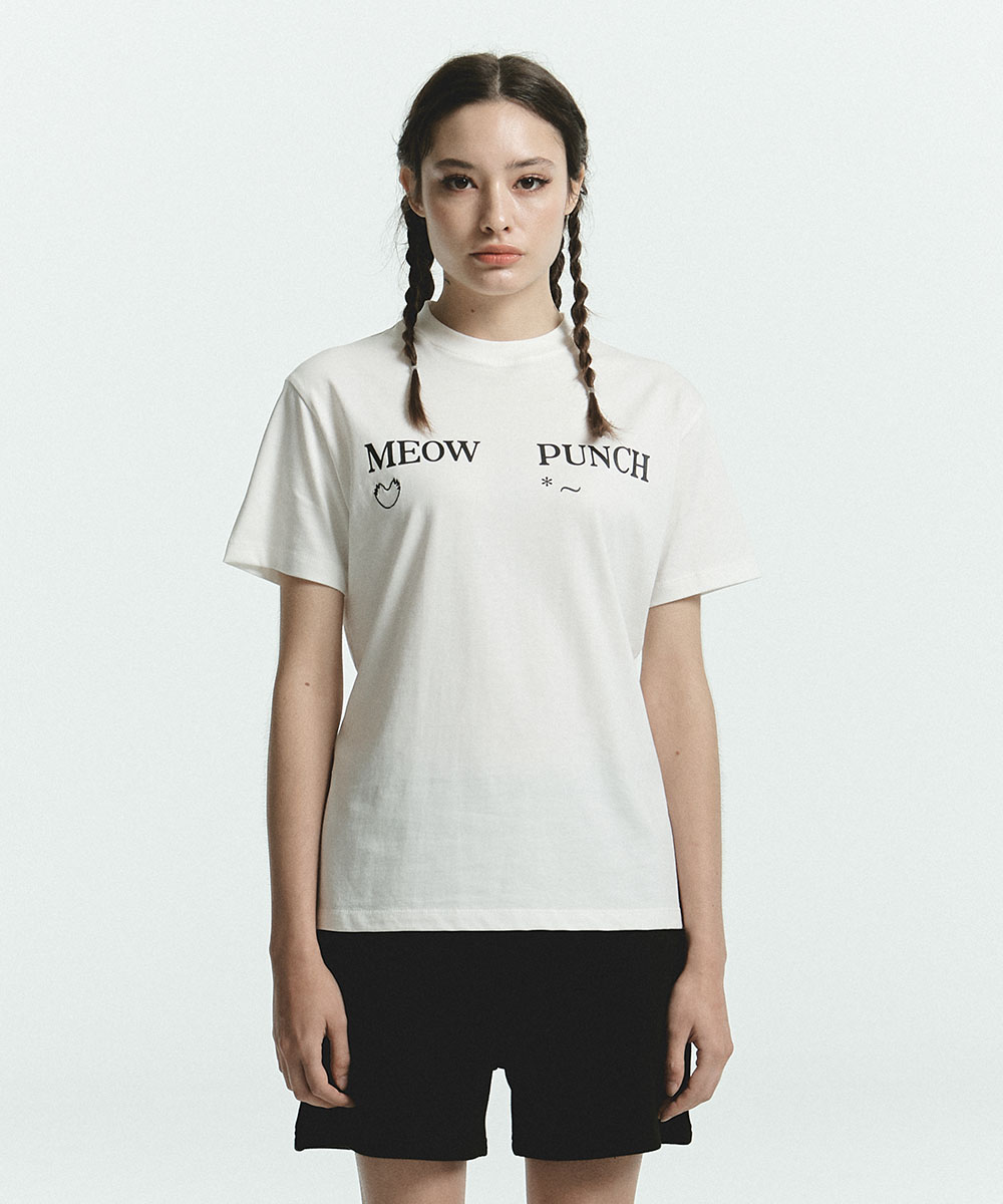 잇자바이브 [IBB22WT01WH] MEOW PUNCH WOMEN FIT T-SHIRTS - 위시버킷