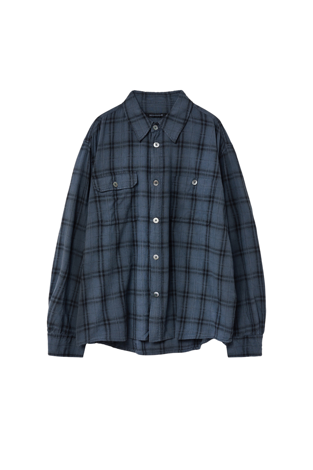 해칭룸 2Pk Shirt Long Over Dyed Check Blue - 위시버킷