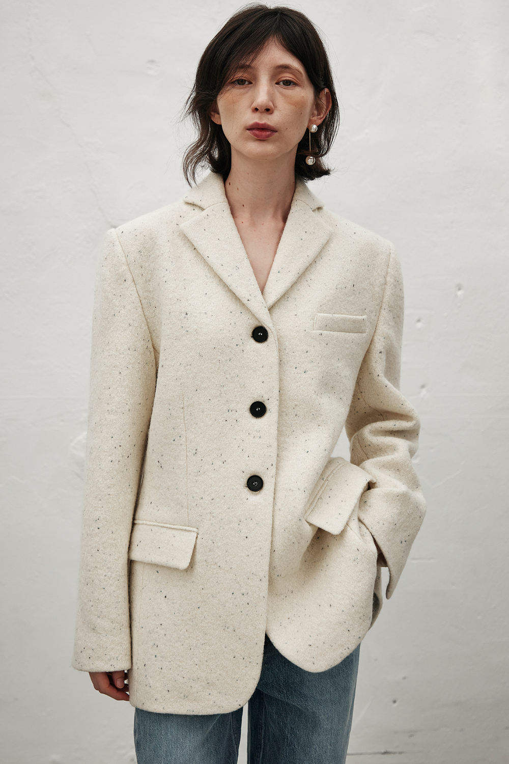 리파인드902 Single Button Wool Jacket_Cream - 위시버킷