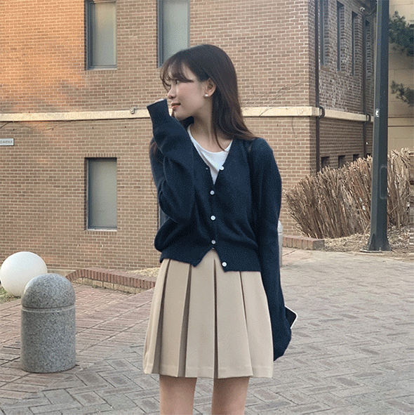 어베러데이 (MD추천) 카멜 플리츠 미니 스커트 - 2C - 위시버킷