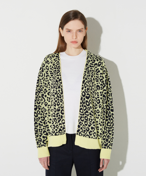 왓에버위원트 Leopard-pattern Cardigan [Lemon] - 위시버킷