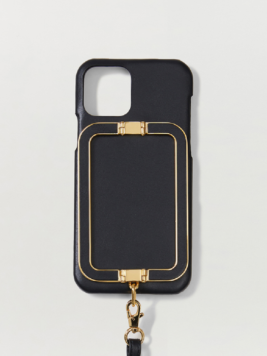 잉크 Phone Case with Leather Strap Liney Black - 위시버킷