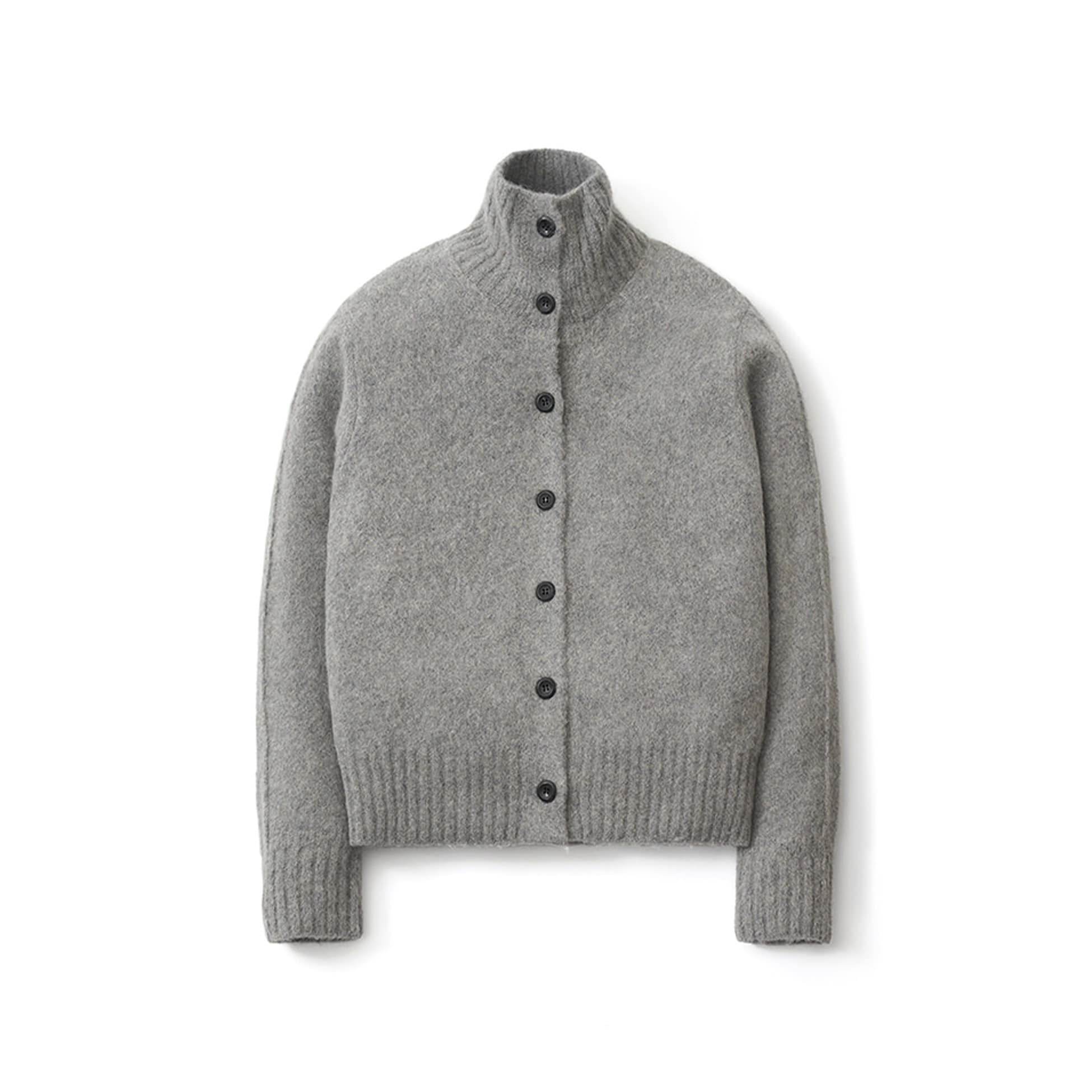 포터리 W High Neck Cardigan_Blue Gray - 위시버킷