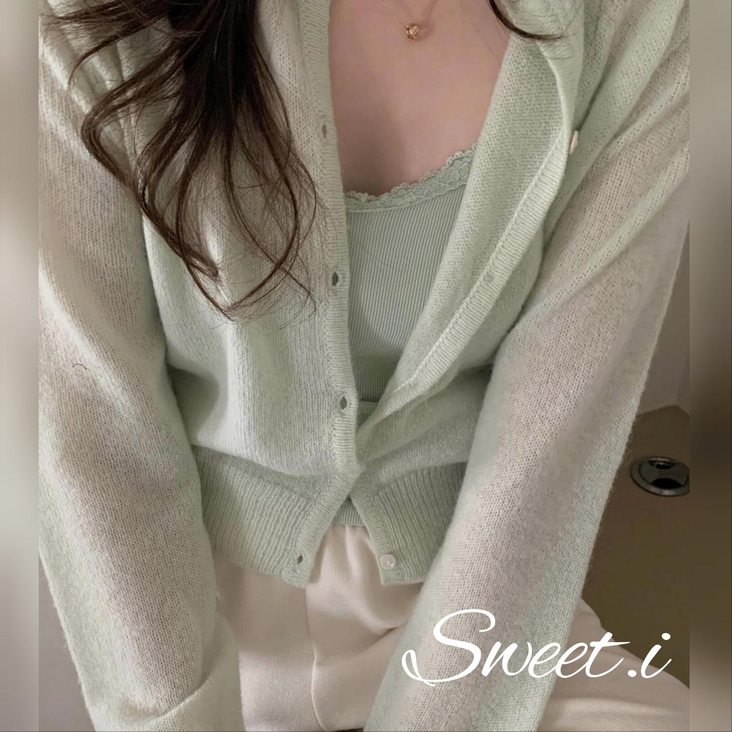 스윗아이 스윗아이 프리티영띵 베이비 알파카 가디건 뒷리본 자수 Pyt 봄 4col 프영띵 - 위시버킷