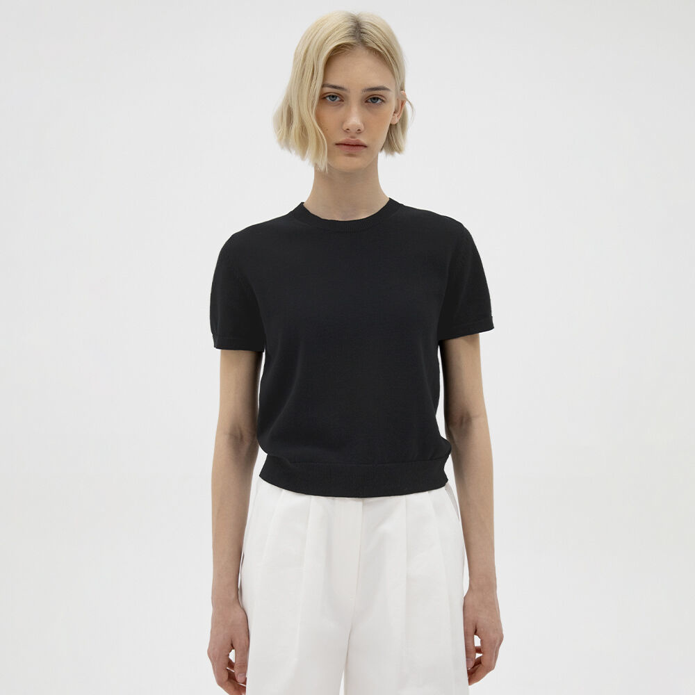 르바 [29CM단독] Crew-neck Cotton Knit Top - Black - 위시버킷