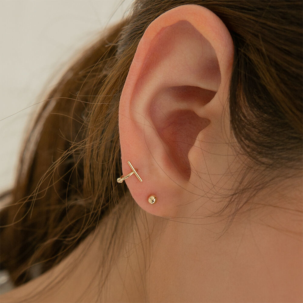 룬느 14K 골드 미니 스틱 링 귀걸이 (14K골드) - 위시버킷