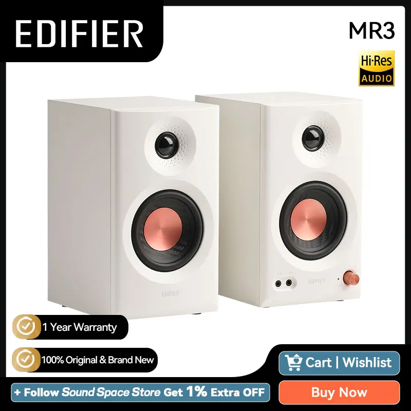 알리익스프레스 에디파이어 MR3 2.0 모니터 스피커 시스템, 고해상도 오디오, 블루투스 V5.4 밸런스드 TRS RCA AUX ...