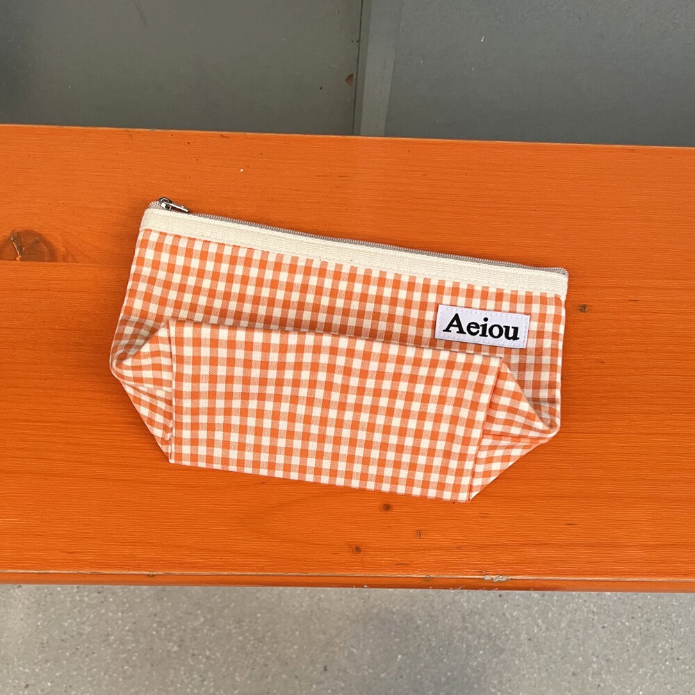 아에이오우 Aeiou Basic Pouch (L size) Tangerine Check - 위시버킷