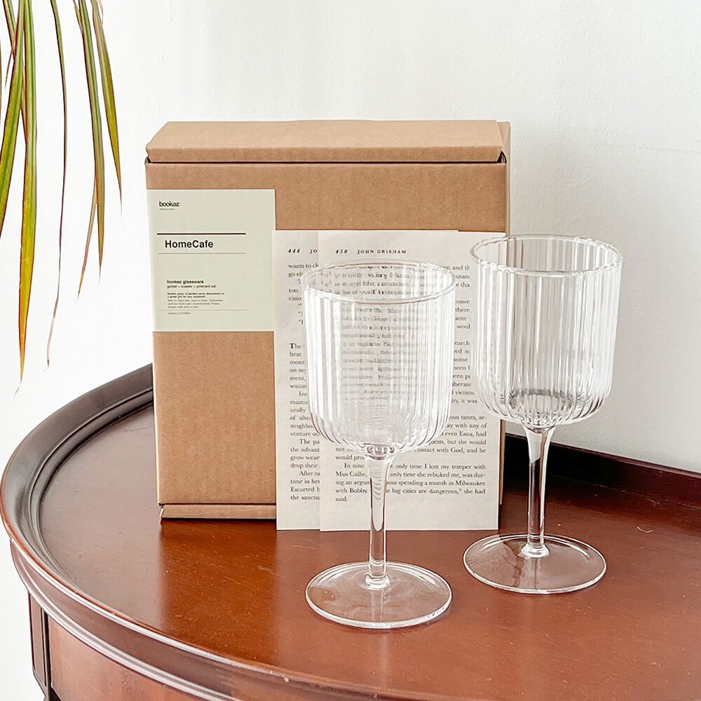 부카즈 bookaz 홈카페 빈티지 플리츠 와인잔 2P 선물 set - 위시버킷