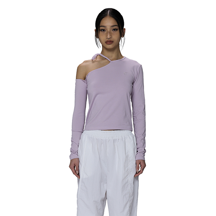 큐리티 C UNBALANCED STRING T-SHIRT_PINK - 위시버킷