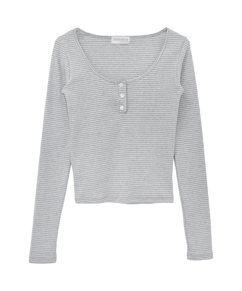 아쿠비클럽 [ACUBI CLUB] pin stripe button tee (3colors) - 위시버킷