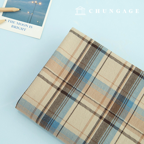 천가게 면 원단 헤링본 트윌 워싱 체크 원단 라떼베이지 - 위시버킷