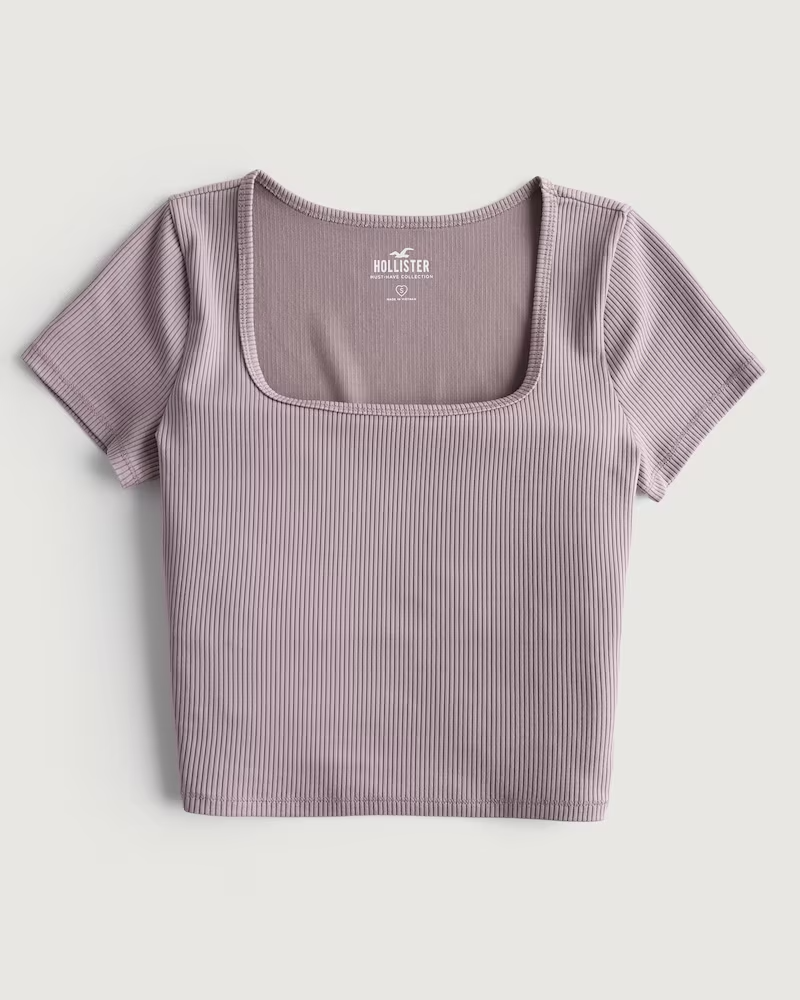 홀리스터 Seamless Ribbed Fabric Square-Neck Baby Tee - 위시버킷