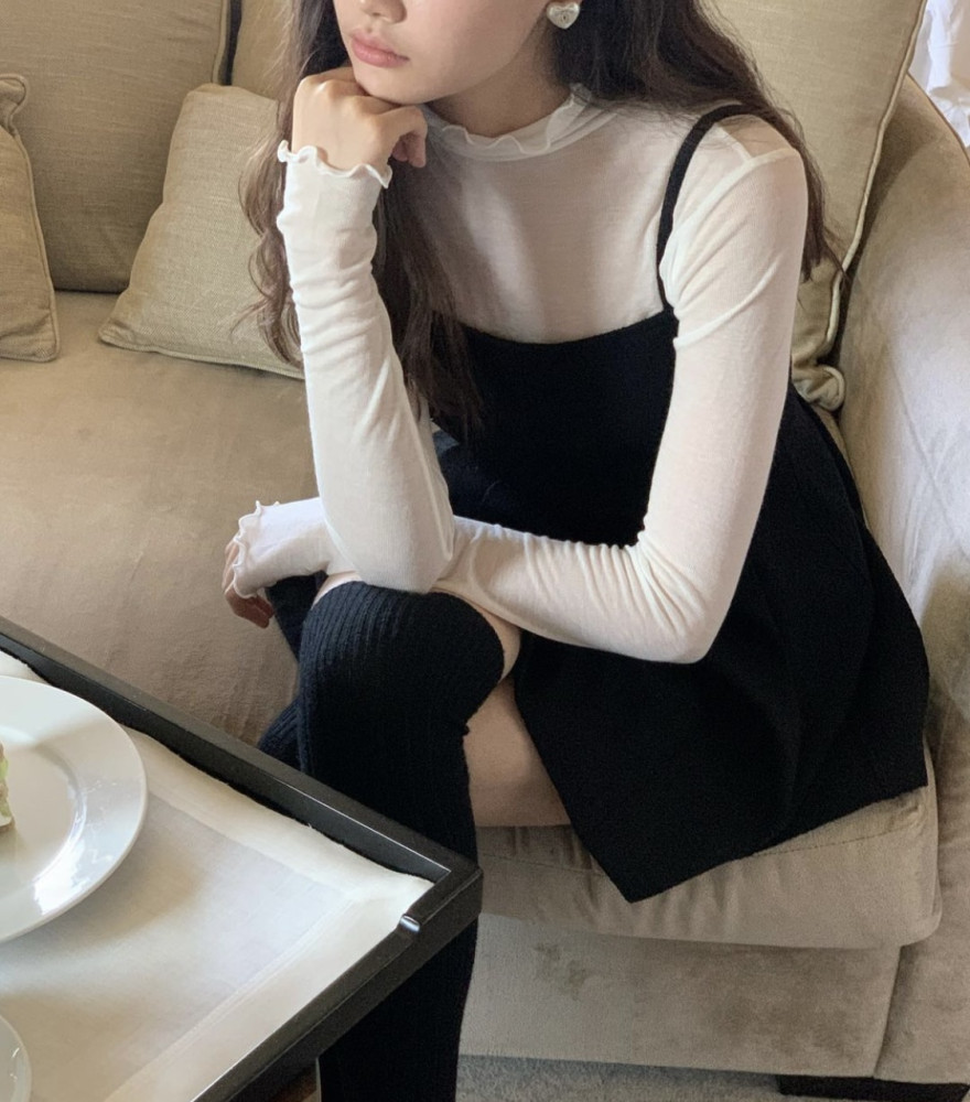 인어로브 riette 리에뜨 베베 폴라티 (3color) 물결 울 날라리 여성폴라 티셔츠 - 위시버킷