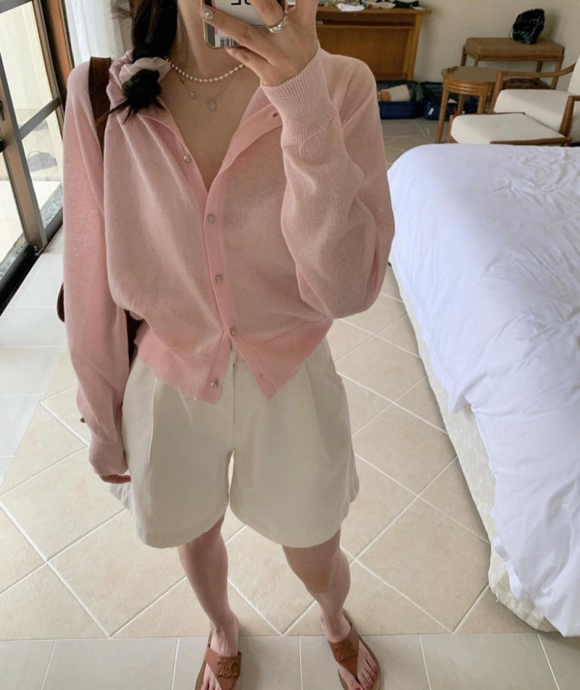 라이크투데이 [오늘출발/핑크/오트밀] 프리티영띵 pyt 리틀 린넨 가디건 (4color) - 위시버킷